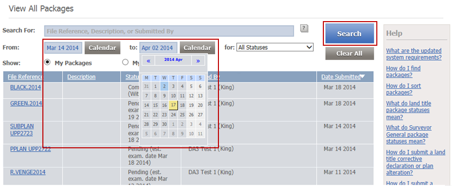 Locate Packages | System Help